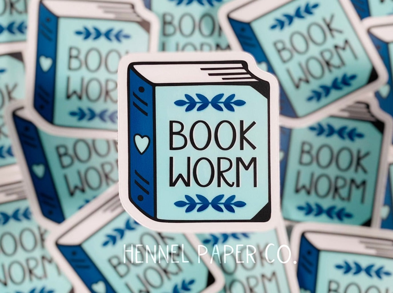 Bookworm Diecut Vinyl Sticker – Hennel Paper Co.