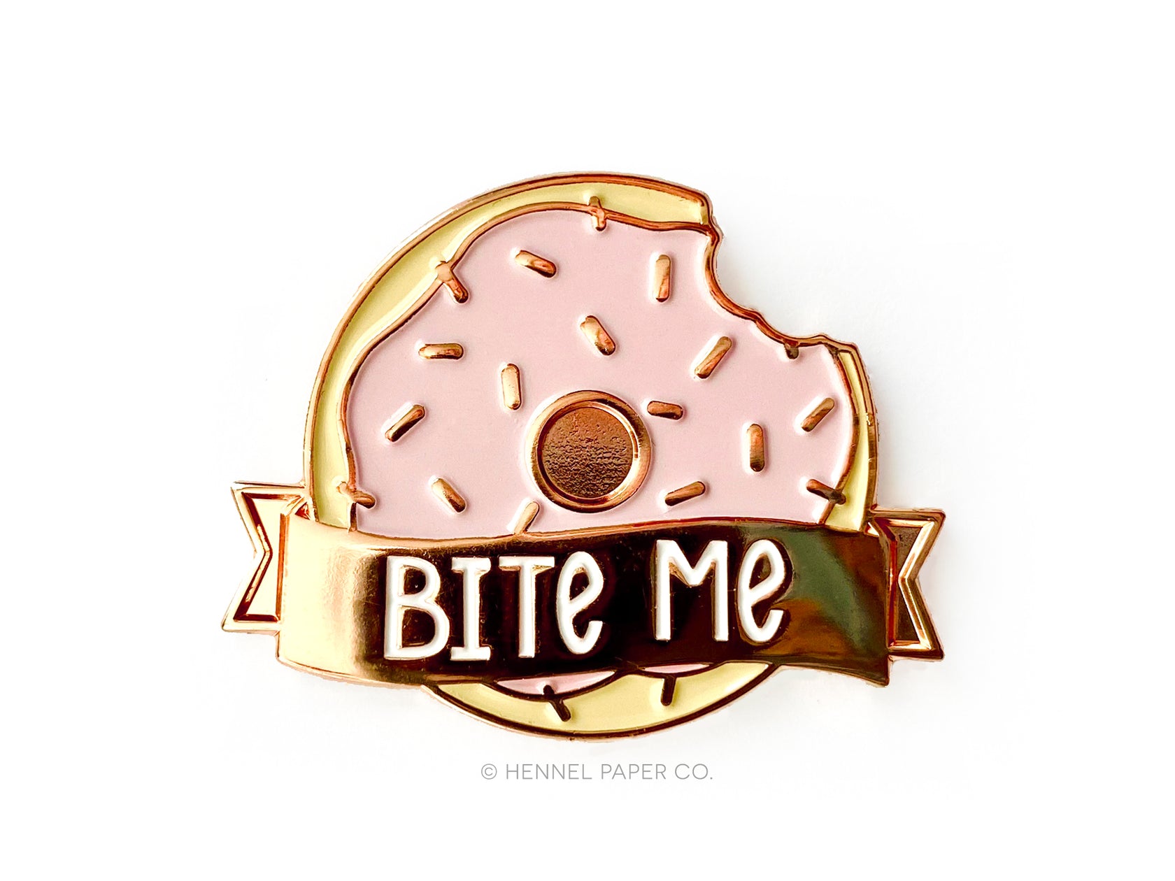 Bite Me Donut Funny Enamel Pin - Hennel Paper Co. – Hennel Paper Co.