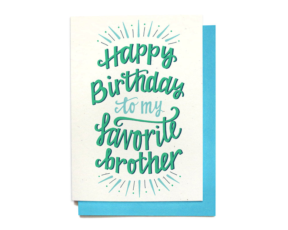 Happy Birthday to My Favorite Brother - Birthday Card – Hennel Paper Co.