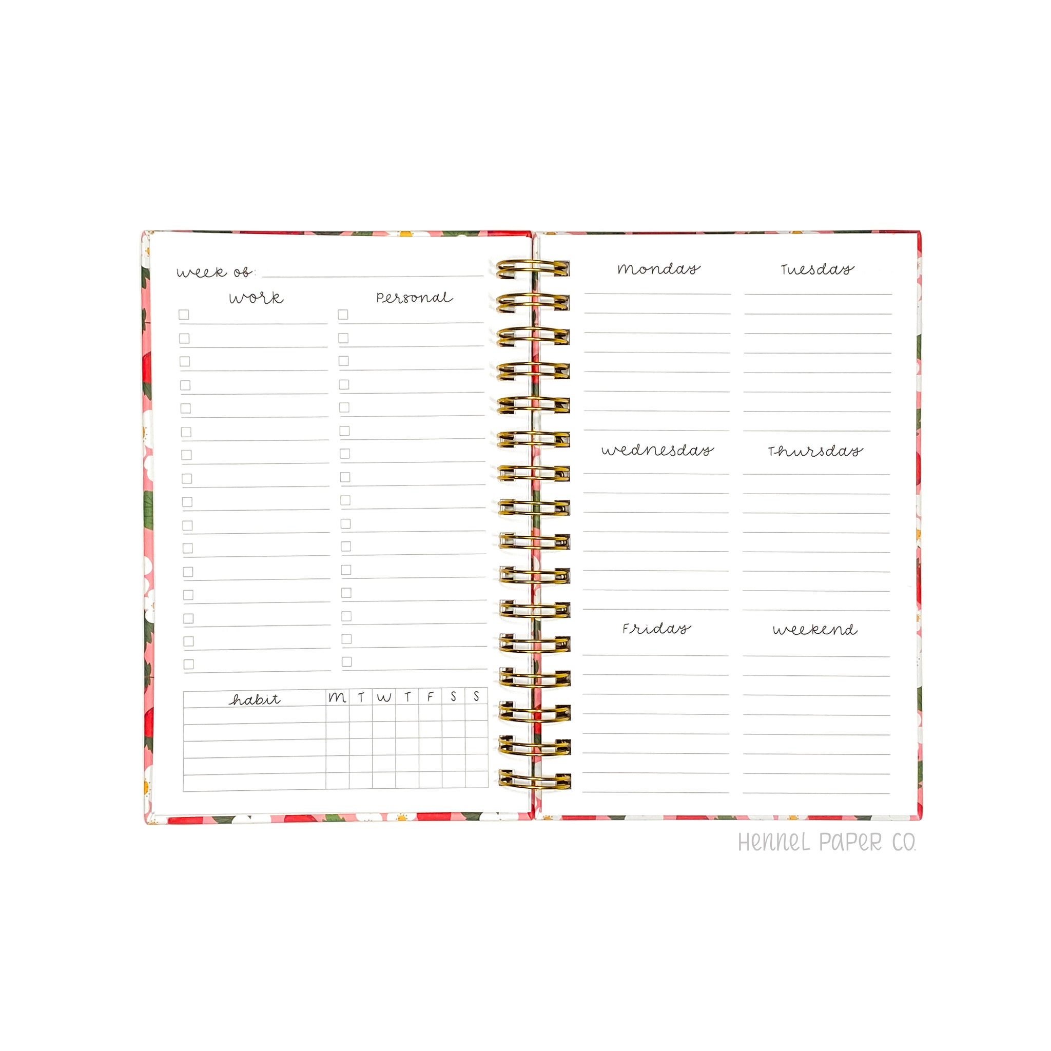 Strawberries Undated Weekly Planner – Hennel Paper Co.